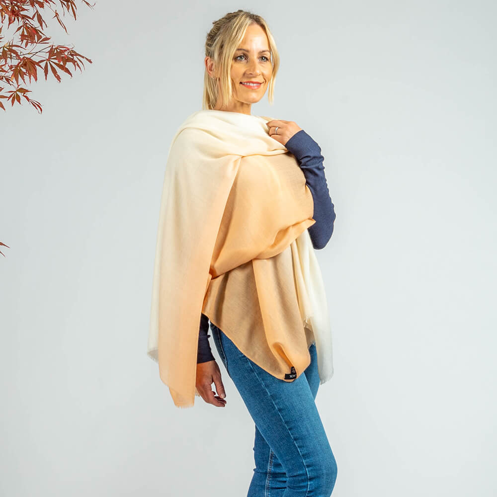 Cream to Caramel Cashmere and Silk Wrap – Black.co.uk