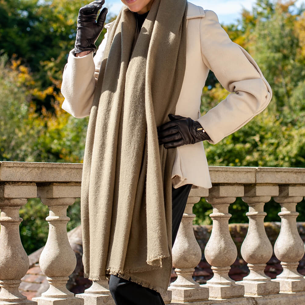 Olive Green Gossamer Cashmere Shawl – Black.co.uk
