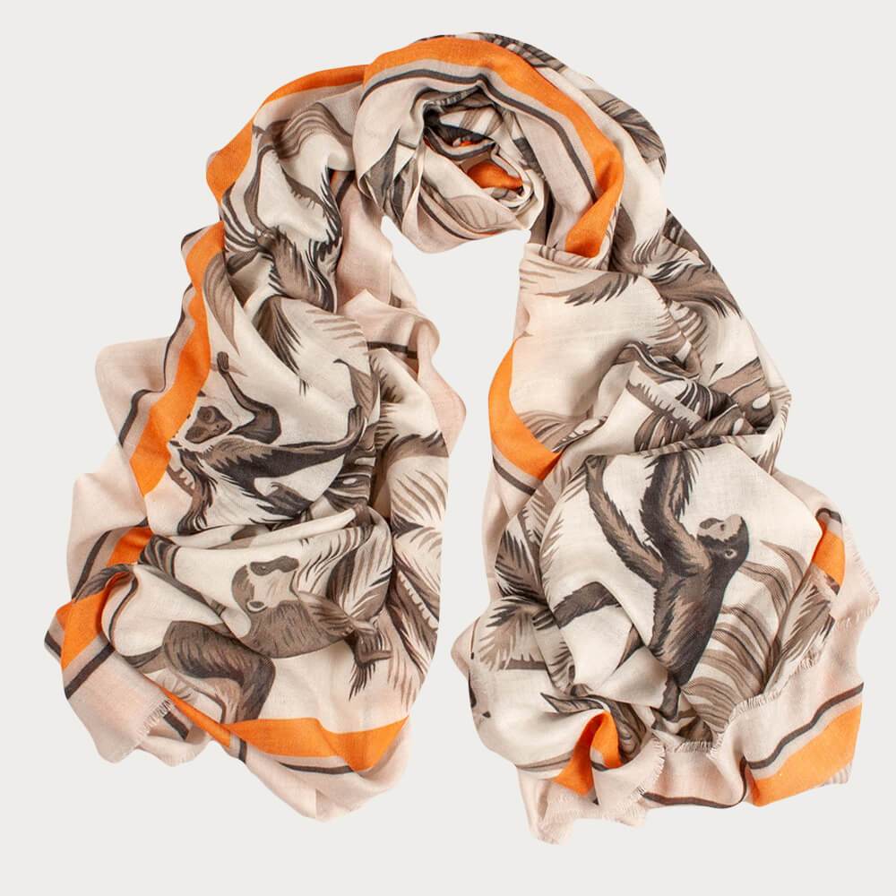 Monkey Print Cashmere and Silk Wrap – Black.co.uk